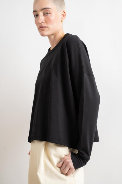 Studio Nicholson | LOOP LONG SLEEVE T-SHIRT IN BLACK – RELIQUARY